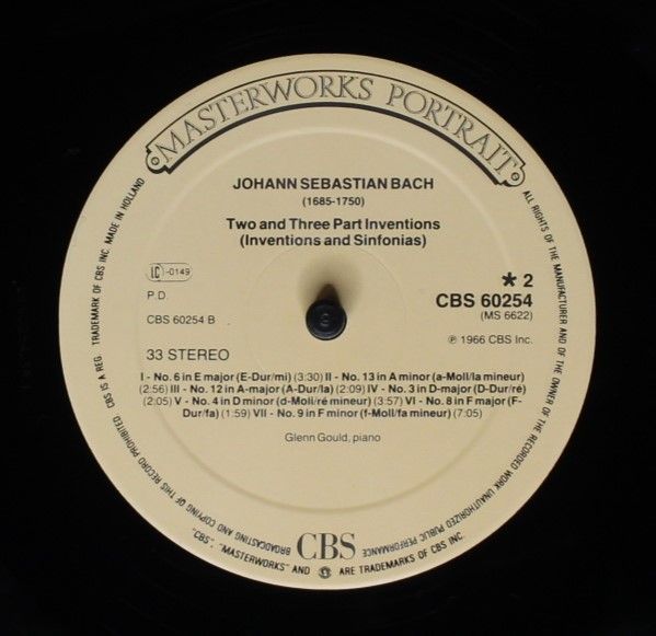 CBS Masterworks CBS 60254 - Two And Three Part Inventions / Zwei ...