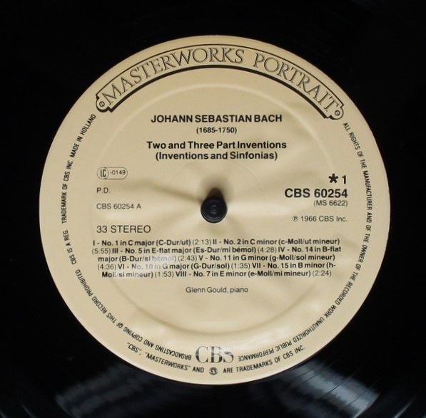 CBS Masterworks CBS 60254 - Two And Three Part Inventions / Zwei ...